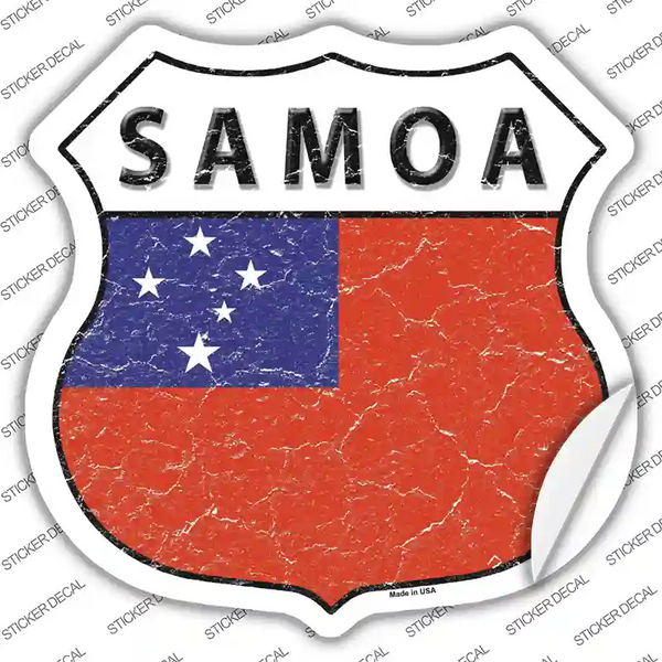 Samoa Flag Novelty Highway Shield Sticker Decal | Smart Blonde