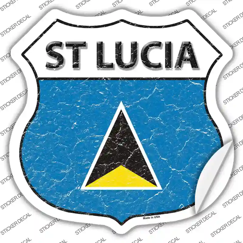 St Lucia Flag Novelty Highway Shield Sticker Decal | Smart Blonde