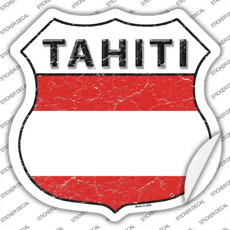 Tahiti Flag Novelty Highway Shield Sticker Decal | Smart Blonde