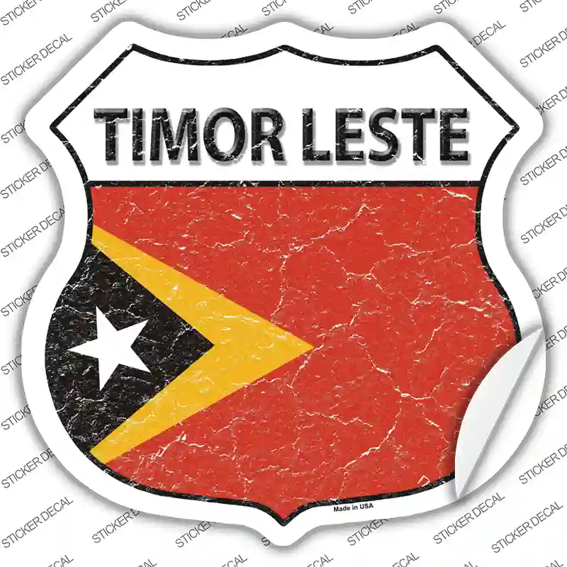 Timor Leste Flag Novelty Highway Shield Sticker Decal | Smart Blonde
