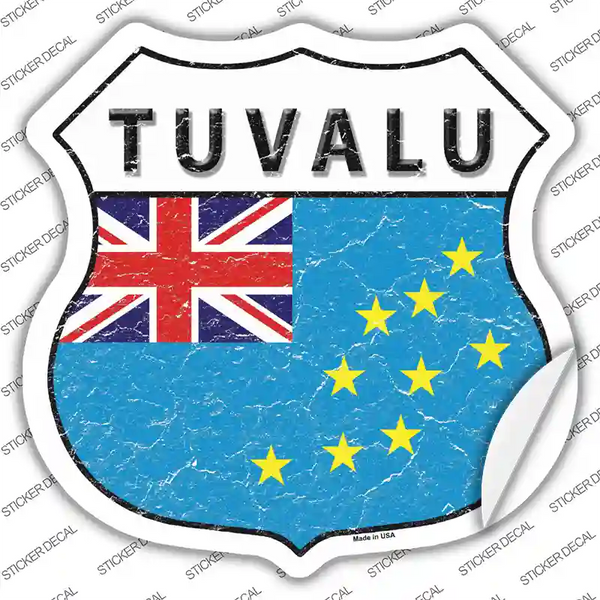 Tuvalu Flag Novelty Highway Shield Sticker Decal | Smart Blonde