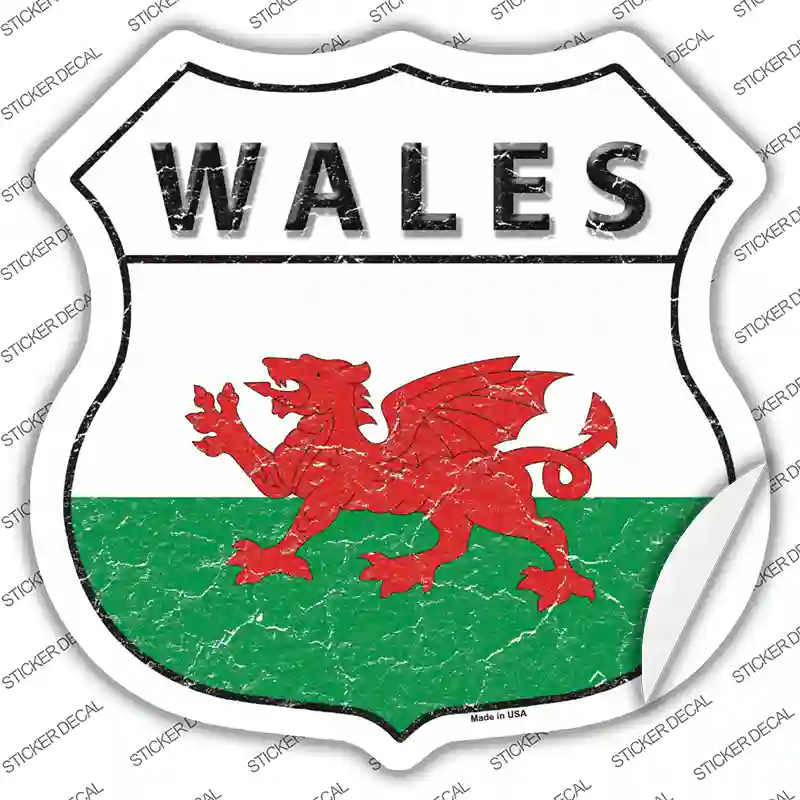 Wales Flag Novelty Highway Shield Sticker Decal | Smart Blonde