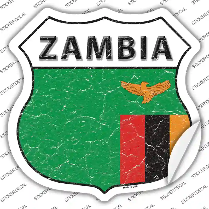 Zambia Flag Novelty Highway Shield Sticker Decal | Smart Blonde