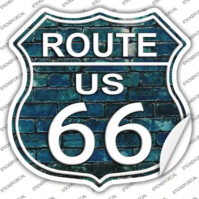 Route 66 Blue Brick Wall Novelty Highway Shield Sticker Decal | Smart ...