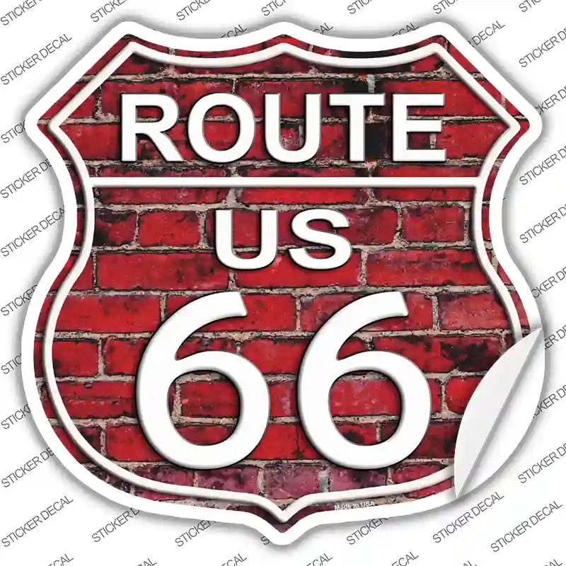 Route 66 Red Brick Wall Novelty Highway Shield Sticker Decal | Smart Blonde