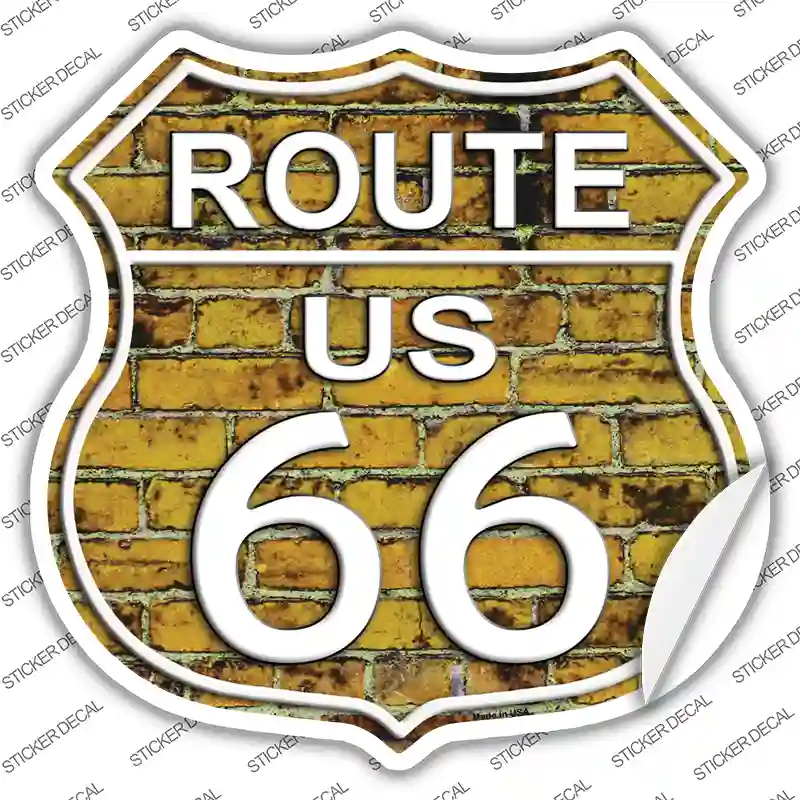 Route 66 Yellow Brick Wall Novelty Highway Shield Sticker Decal | Smart ...