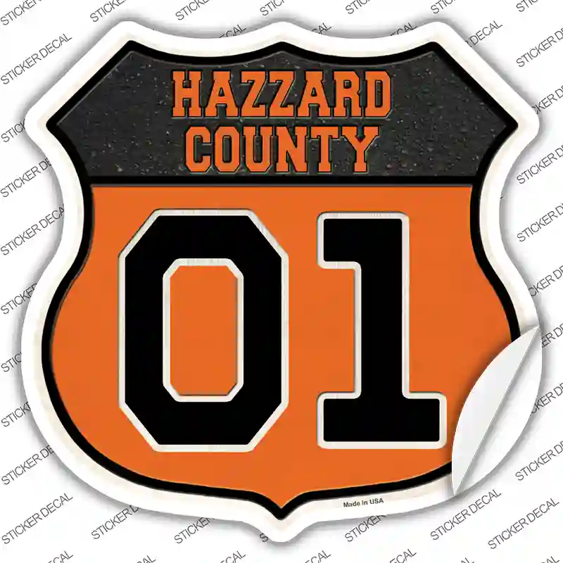 Hazzard 01 Orange Novelty Highway Shield Sticker Decal | Smart Blonde