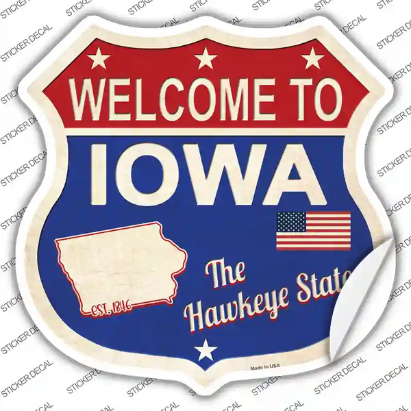 Iowa Established Novelty Highway Shield Sticker Decal | Smart Blonde