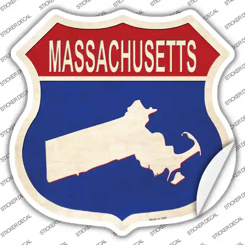 Massachusetts Silhouette Novelty Highway Shield Sticker Decal | Smart ...