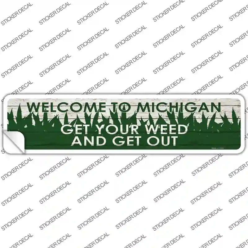 Michigan Weed Novelty Narrow Sticker Decal | Smart Blonde