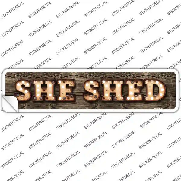 She Shed Bulb Lettering Novelty Narrow Sticker Decal | Smart Blonde