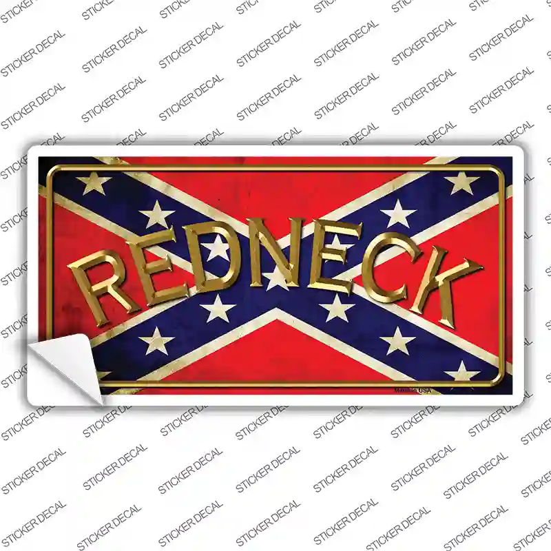 Gold Redneck Confederate Flag Novelty Sticker Decal | Smart Blonde