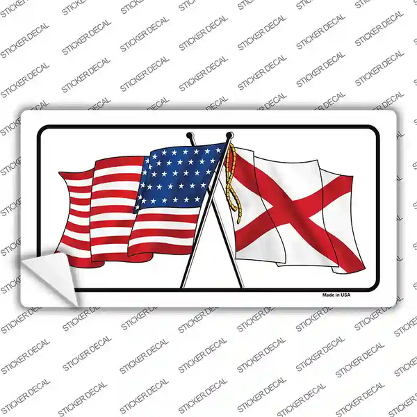 Alabama Crossed US Flag Novelty Sticker Decal | Smart Blonde