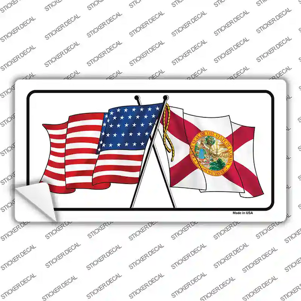 Florida Crossed US Flag Novelty Sticker Decal | Smart Blonde