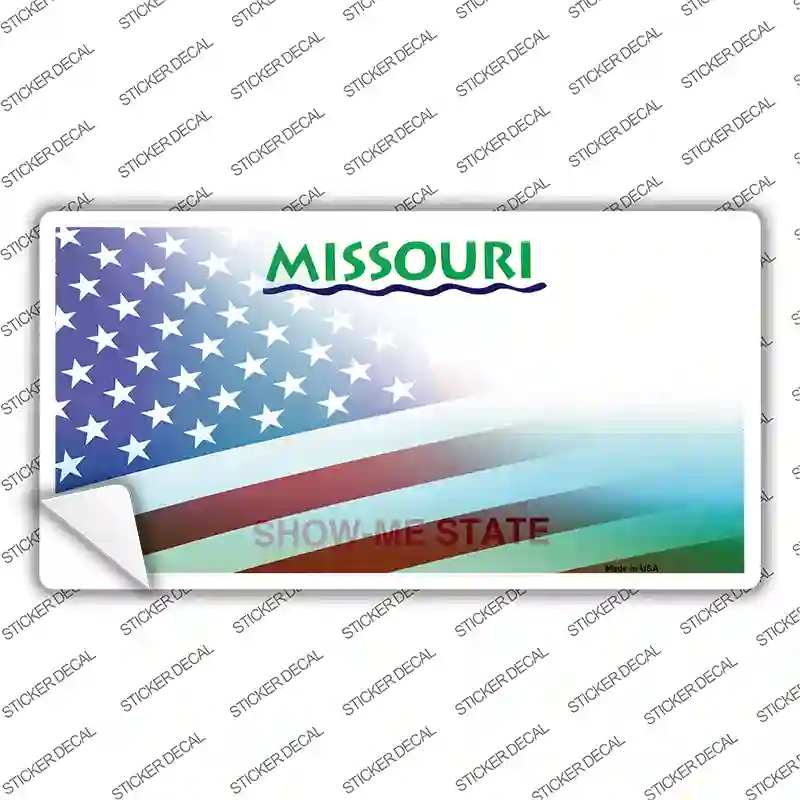 Missouri with American Flag Novelty Sticker Decal | Smart Blonde