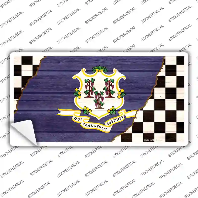 Connecticut Racing Flag Novelty Sticker Decal | Smart Blonde