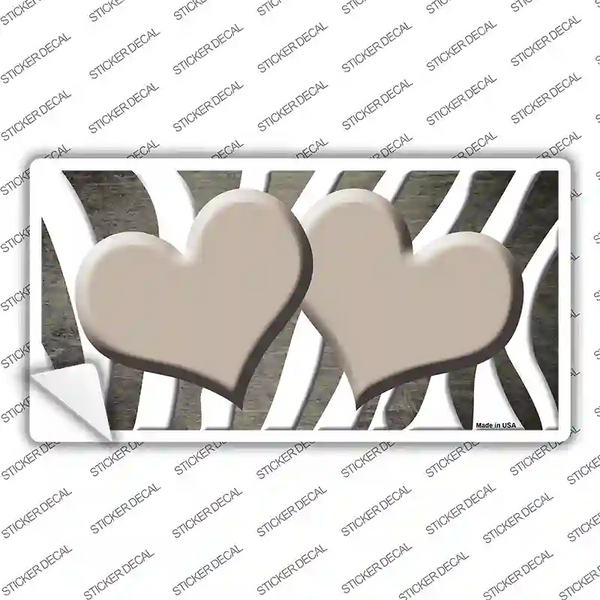 Tan White Zebra Hearts Oil Rubbed Novelty Sticker Decal | Smart Blonde