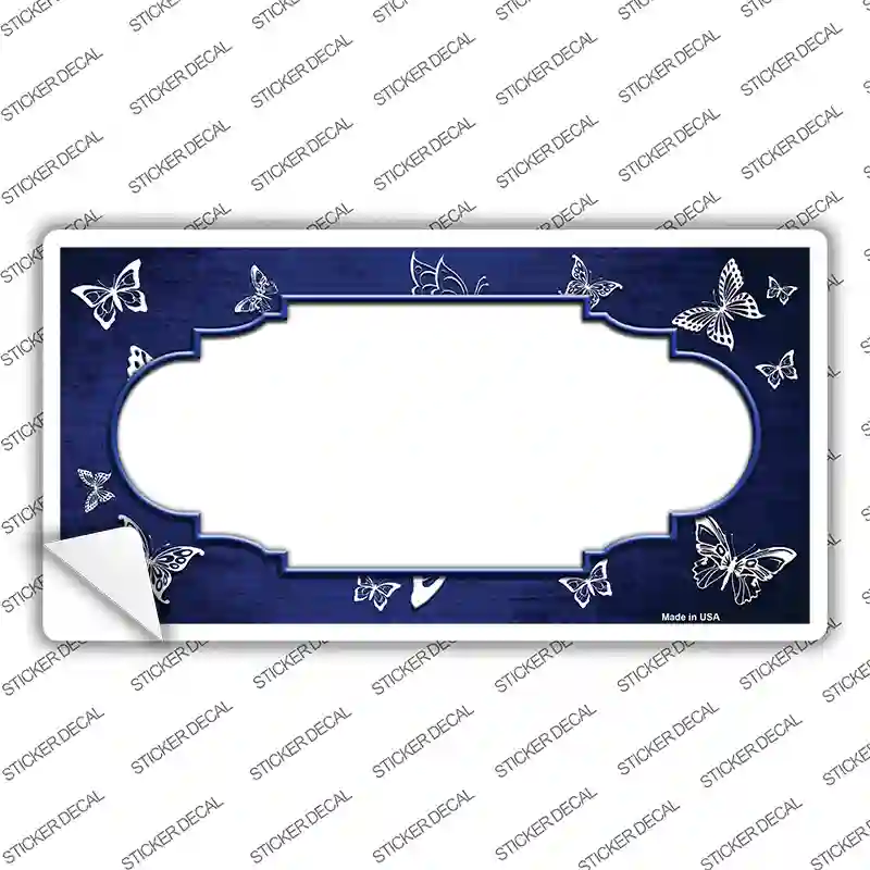 Blue White Scallop Butterfly Oil Rubbed Novelty Sticker Decal | Smart ...