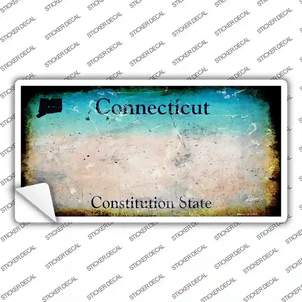 Connecticut State Rusty Novelty Sticker Decal | Smart Blonde