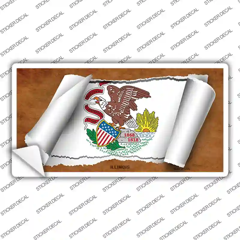 Illinois Flag Scroll Novelty Sticker Decal | Smart Blonde