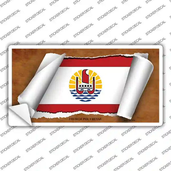 French Polynesia Flag Scroll Novelty Sticker Decal | Smart Blonde