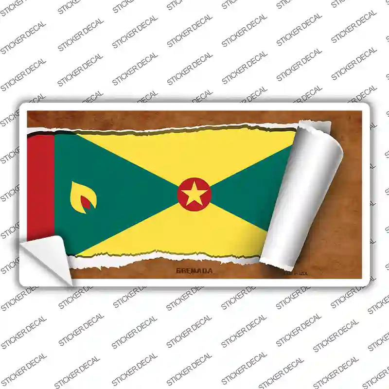 Grenada Flag Scroll Novelty Sticker Decal | Smart Blonde