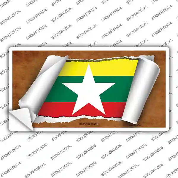 Myanmar Flag Scroll Novelty Sticker Decal | Smart Blonde