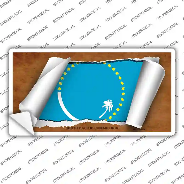 South Pacific Commission Flag Scroll Novelty Sticker Decal | Smart Blonde