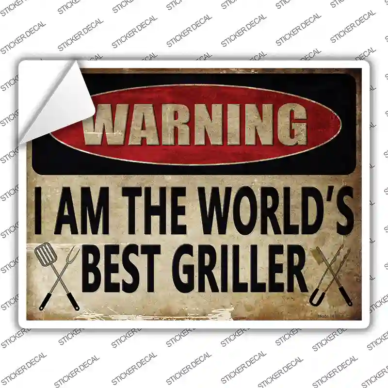 The Worlds Best Griller Novelty Rectangle Sticker Decal | Smart Blonde