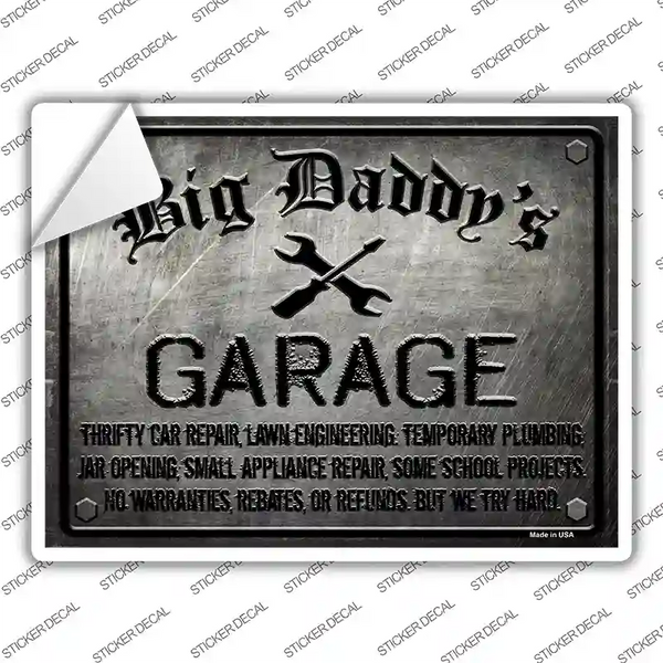 Big Daddys Garage Novelty Rectangle Sticker Decal | Smart Blonde