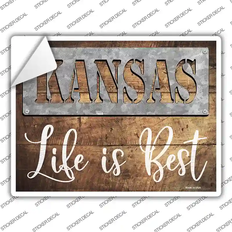 Kansas Stencil Life is Best Novelty Rectangle Sticker Decal | Smart Blonde