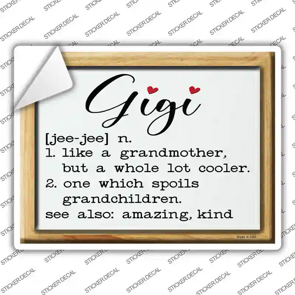 Gigi Definition Novelty Rectangle Sticker Decal | Smart Blonde