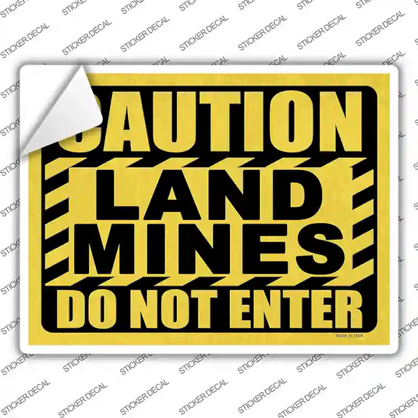 Caution Land Mines Novelty Rectangle Sticker Decal | Smart Blonde