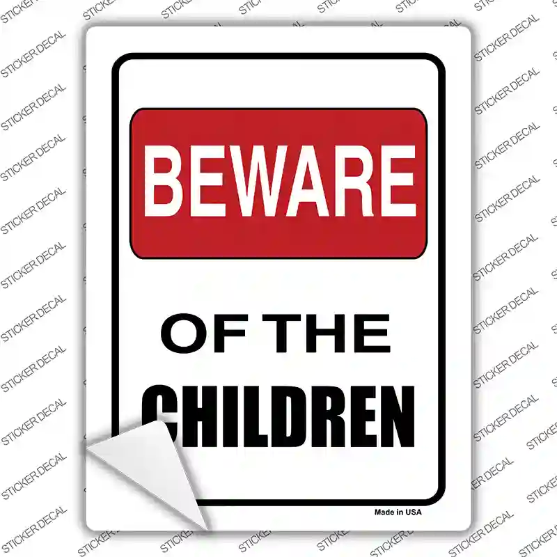 Beware Of Children Novelty Rectangle Sticker Decal – A Smart Blonde