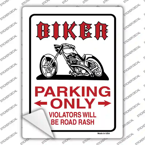Biker Parking Only Novelty Rectangle Sticker Decal | Smart Blonde
