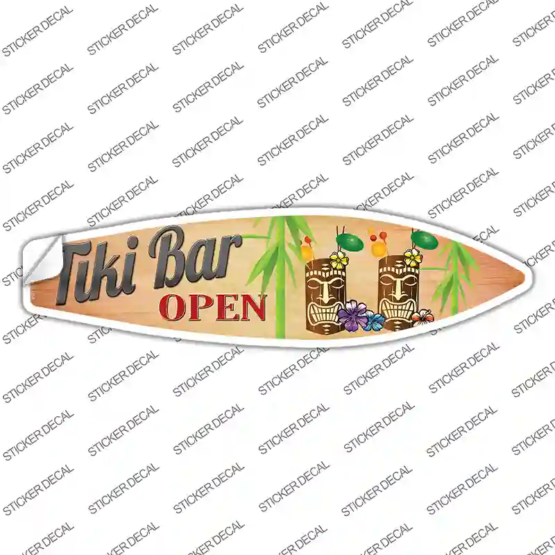 Tiki Bar Open Novelty Surfboard Sticker Decal | Smart Blonde