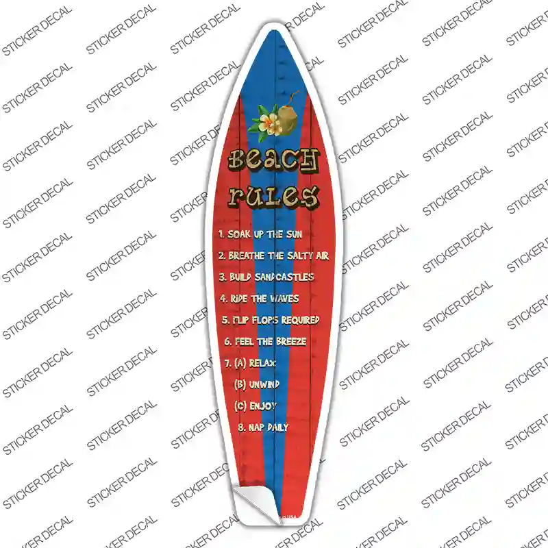 Beach Rules Novelty Surfboard Sticker Decal | Smart Blonde