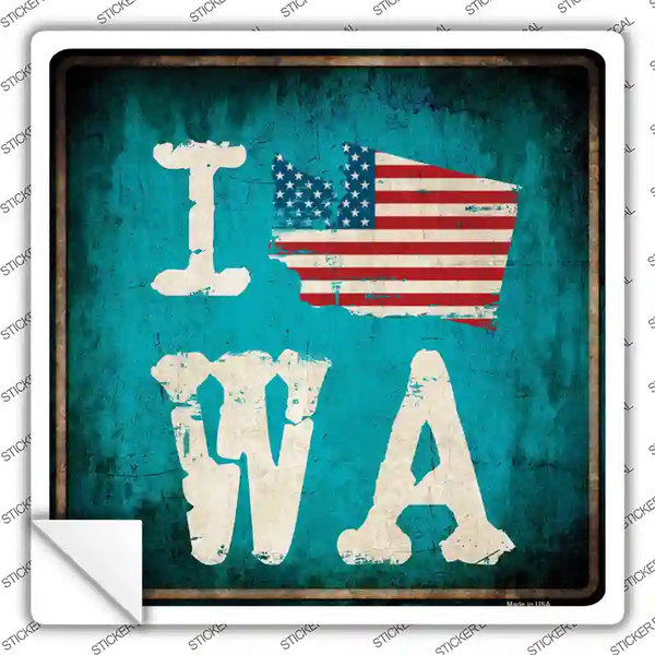 I Love Washington Novelty Square Sticker Decal | Smart Blonde