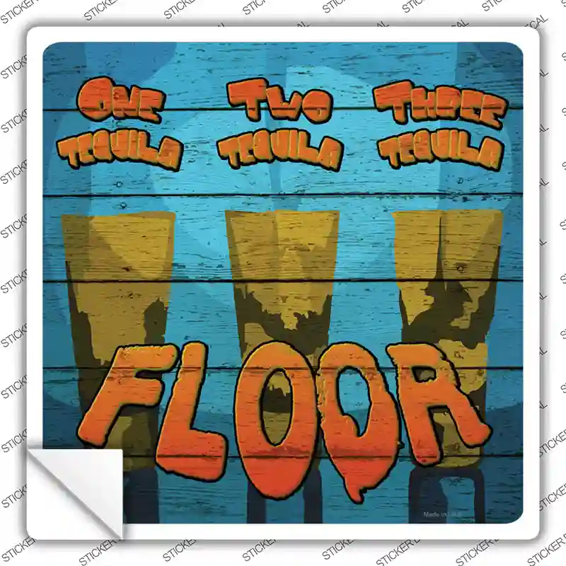 One Two Three Floor Novelty Square Sticker Decal | Smart Blonde