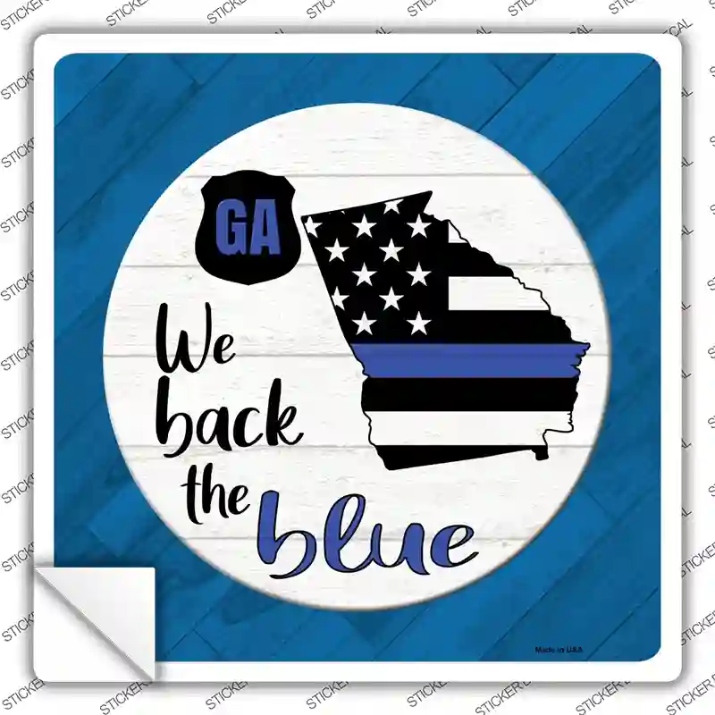 Georgia Back The Blue Novelty Square Sticker Decal | Smart Blonde