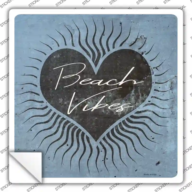 Love Beach Vibes Novelty Square Sticker Decal | Smart Blonde