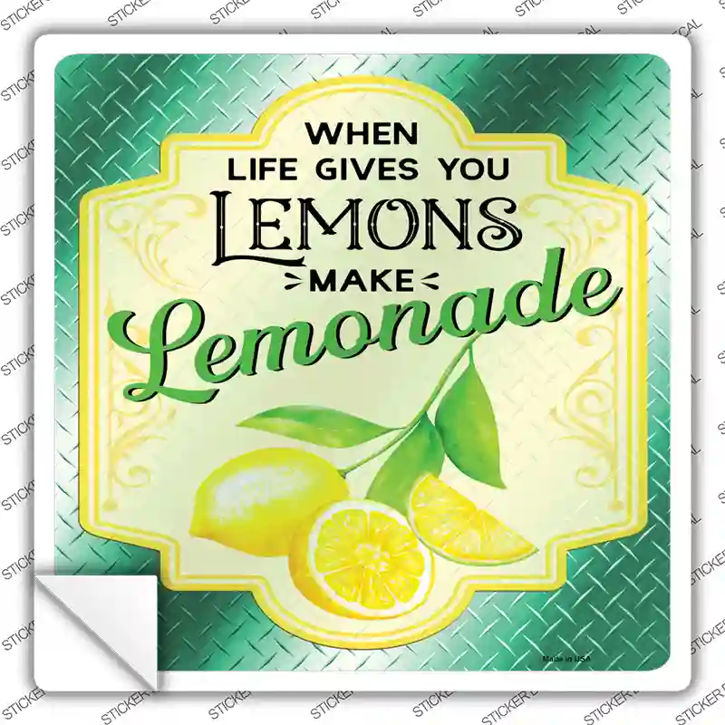 Make Lemonade Aqua Novelty Square Sticker Decal | Smart Blonde