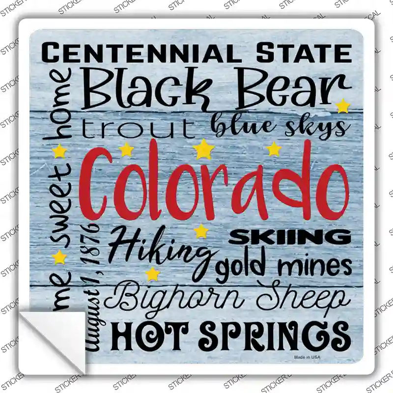 Colorado Motto Novelty Square Sticker Decal | Smart Blonde