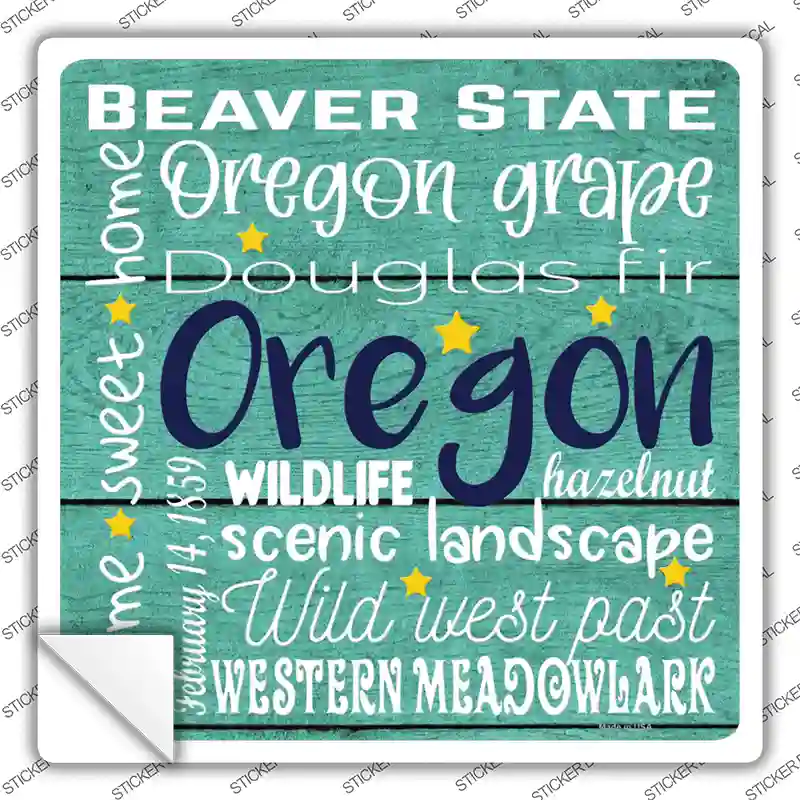 Oregon Motto Novelty Square Sticker Decal – A Smart Blonde