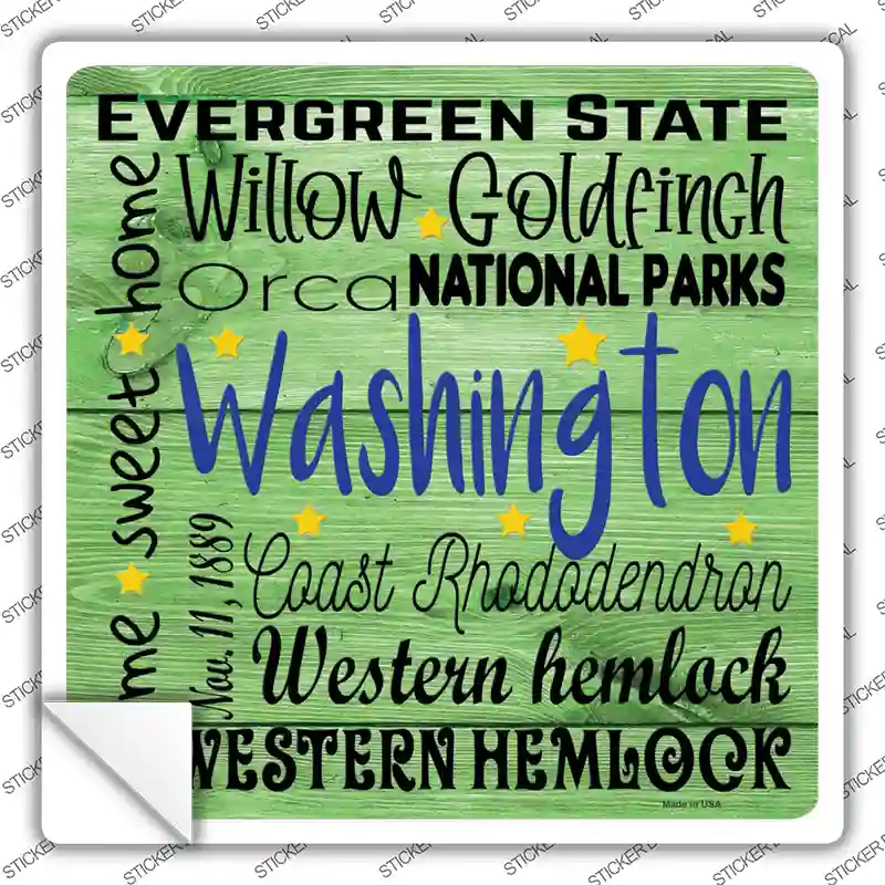 Washington Motto Novelty Square Sticker Decal | Smart Blonde