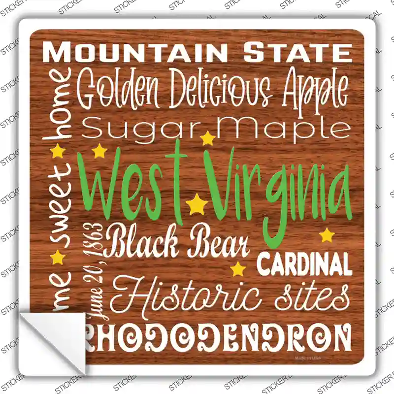 West Virginia Motto Novelty Square Sticker Decal | Smart Blonde