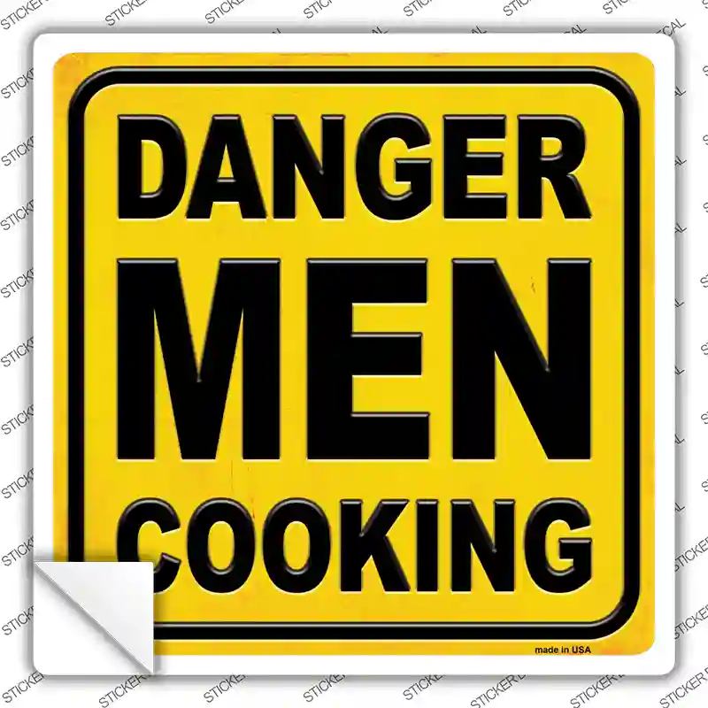 Danger Men Cooking Novelty Square Sticker Decal | Smart Blonde