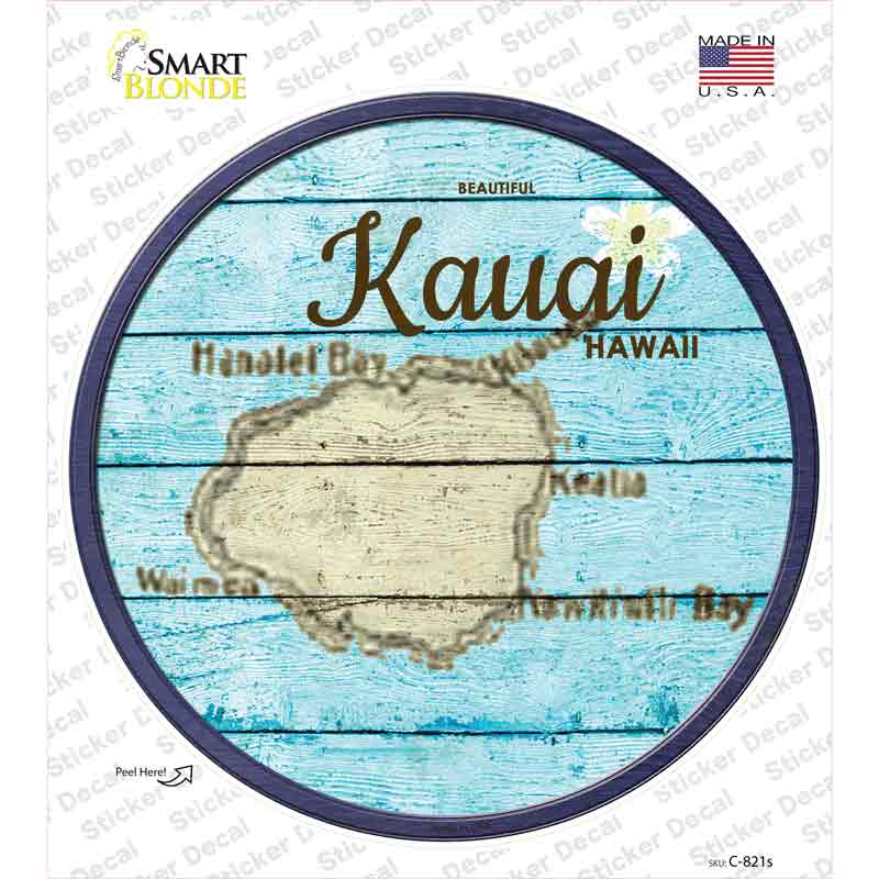 Kauai Hawaii Map Novelty Circle Sticker Decal – A Smart Blonde